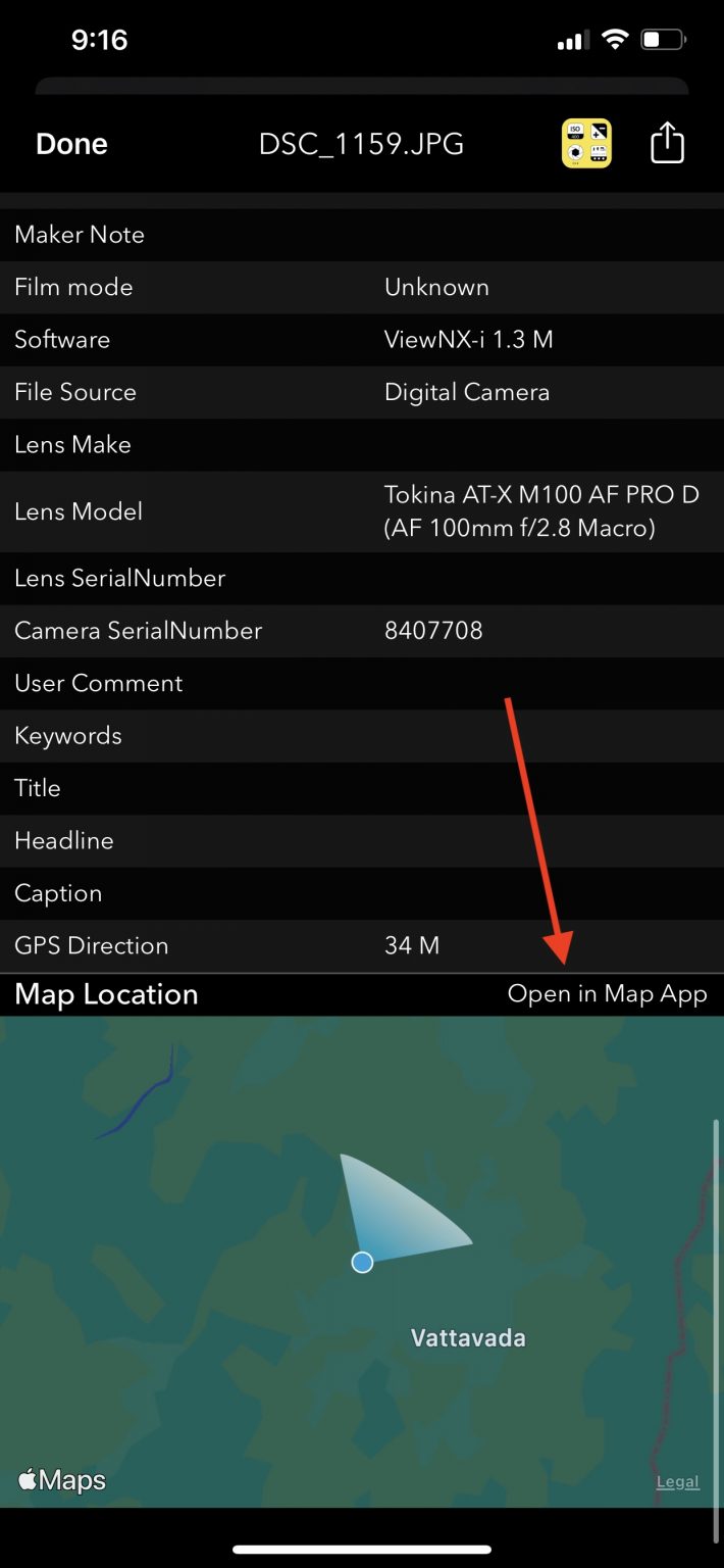 How to open Photos location on google map or Apple Map - EXIF Viewer by ...